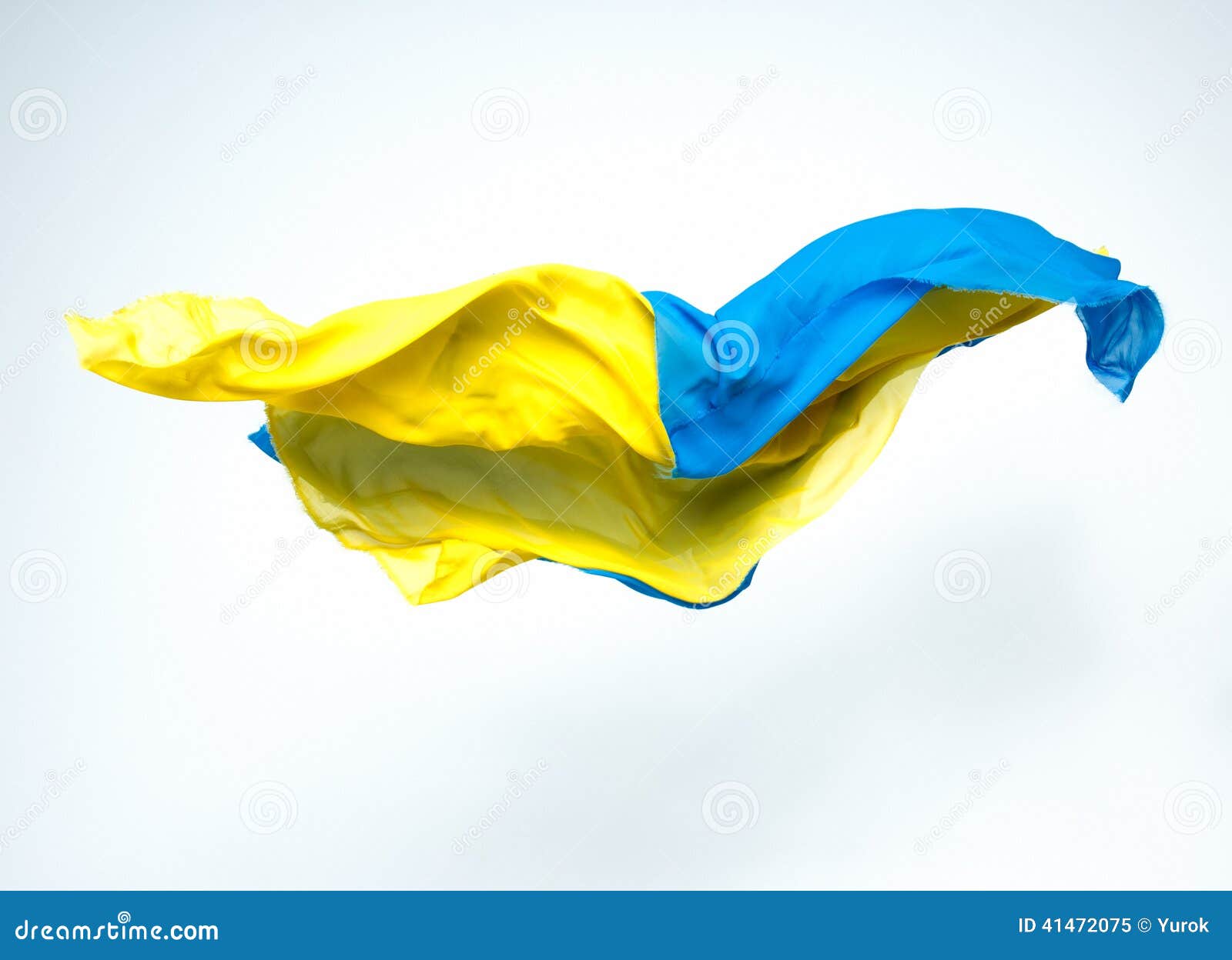 Abstract Pieces of Blue and Yellow Fabric Flying Stock Image - Image of ...