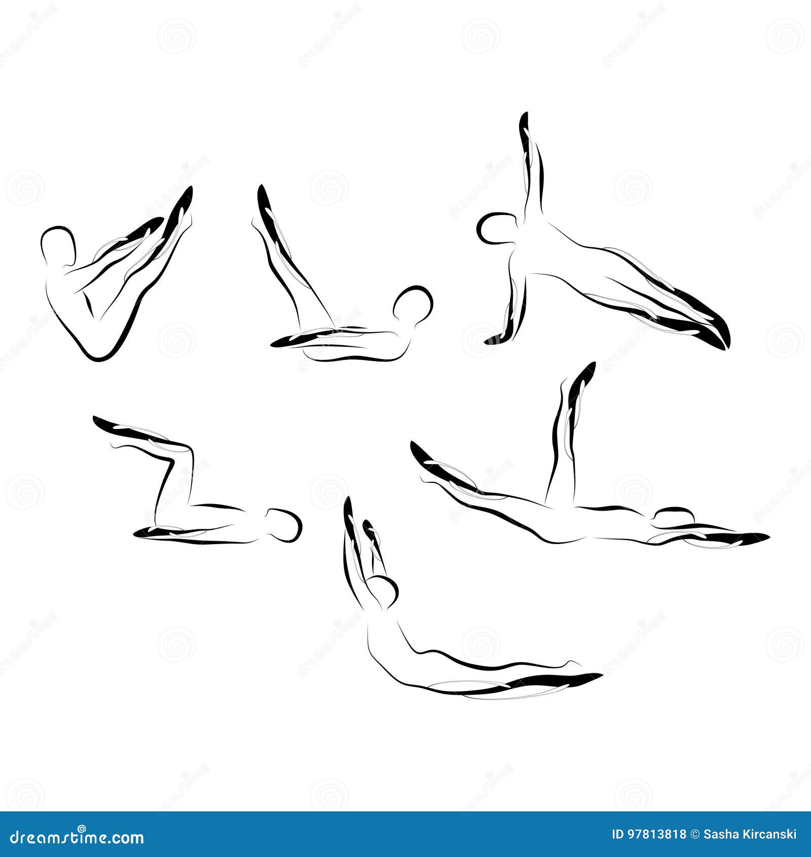 Abstract pilates poses stock vector. Illustration of lifestyle - 97813818