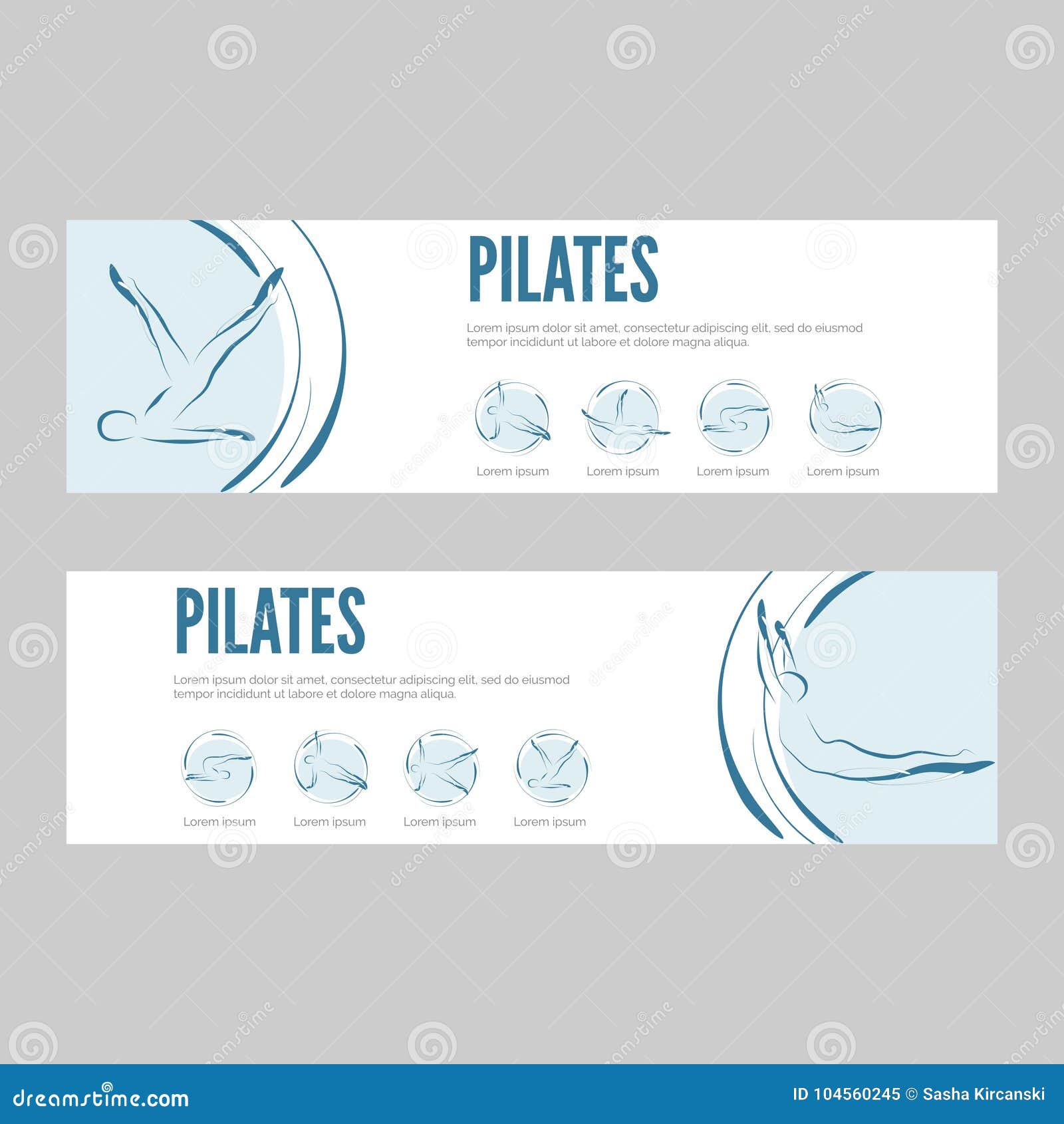 Pilates Web Banners Vector Template Stock Vector - Illustration of ...