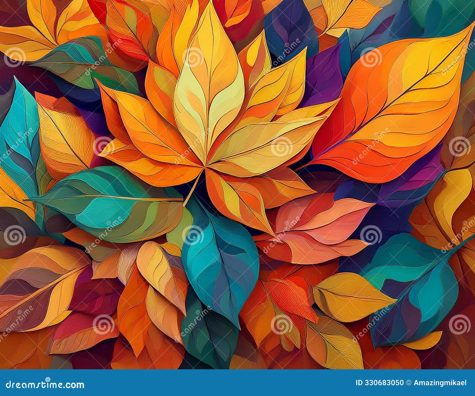 Abstract Pile of Autumn Leaves Colorful Varied Shapes in Visually ...
