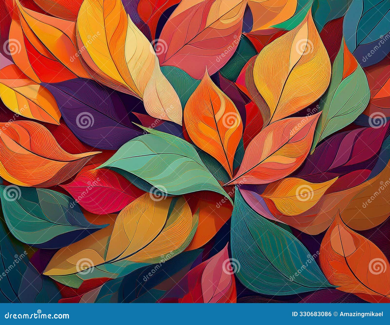 Abstract Pile of Autumn Leaves Colorful Varied Shapes in Visually ...