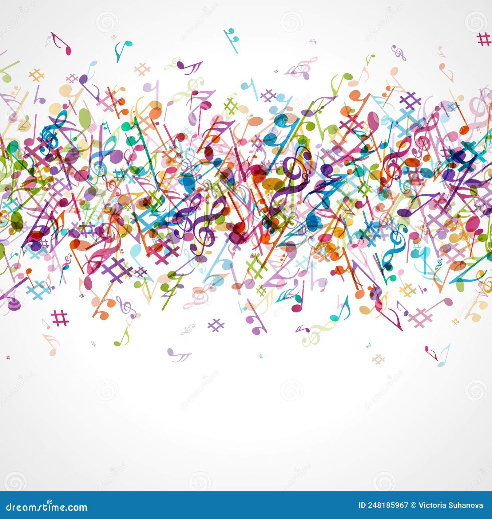 Abstract Pile of Colored Notes Vector Clipart. Exploding Music Design ...