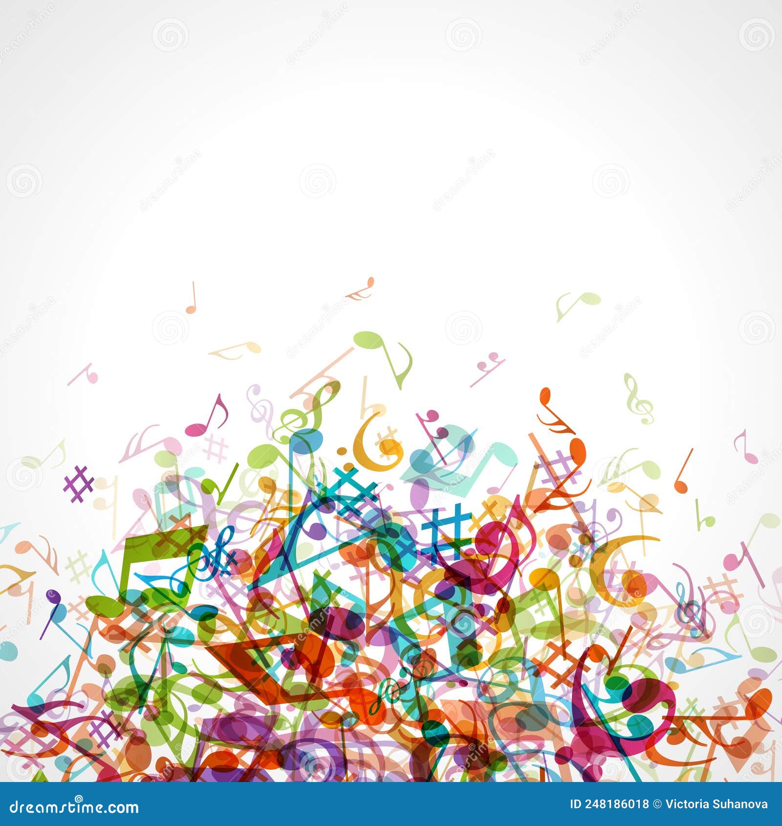 Abstract Pile of Colored Notes Vector Clipart. Exploding Music Design ...