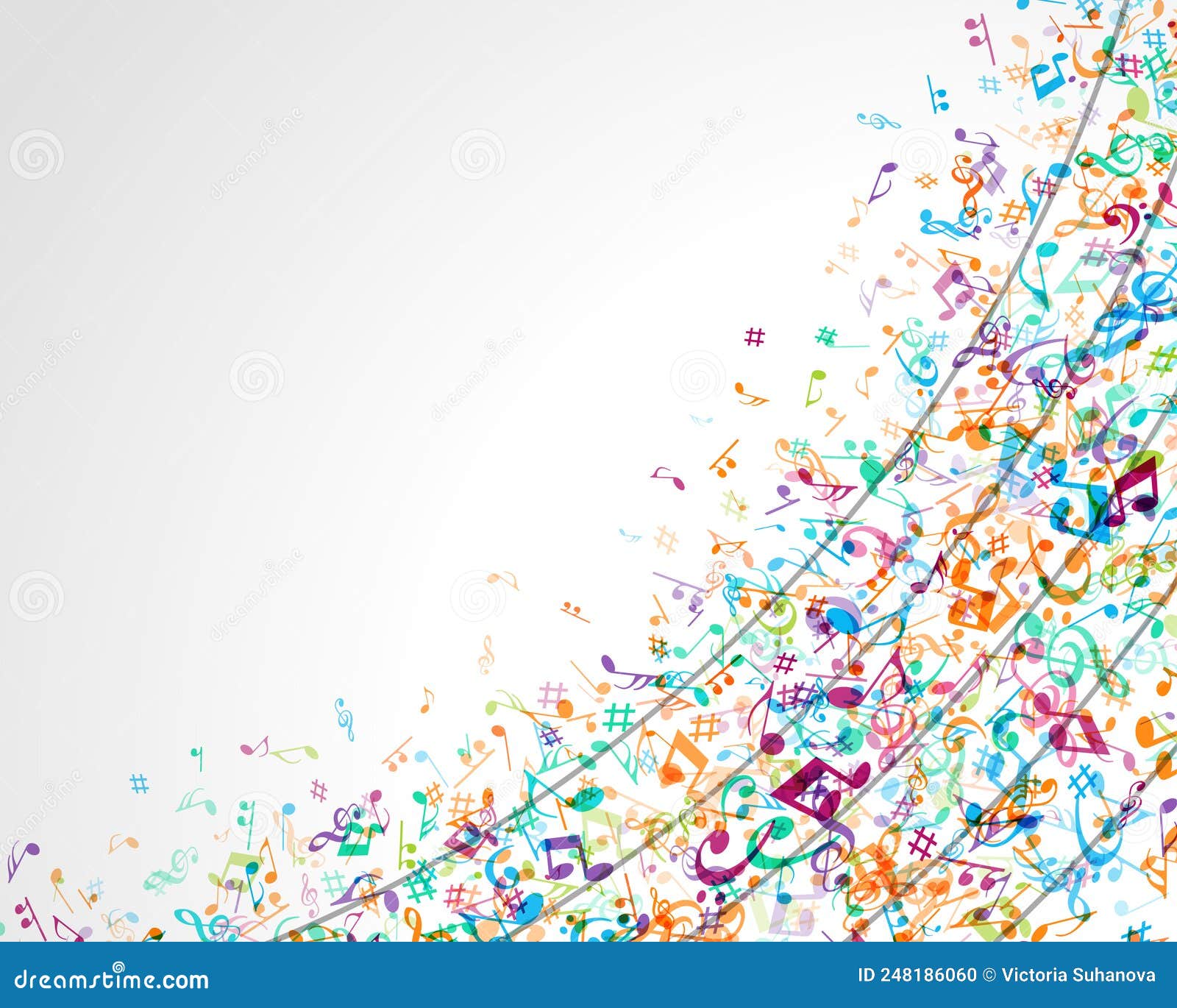 Abstract Pile of Colored Notes Vector Clipart. Exploding Music Design ...