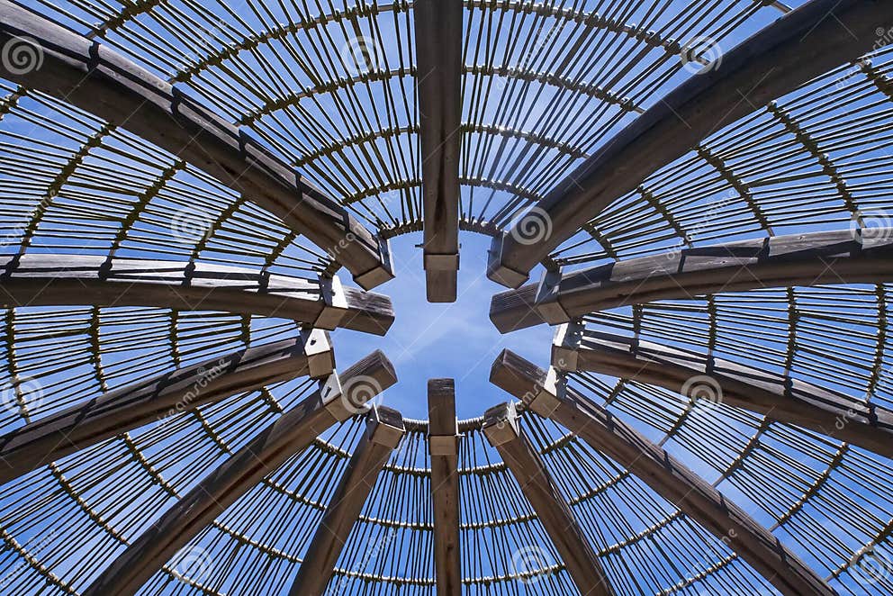 Abstract Pillars Background with a Blue Sky Stock Photo - Image of ...