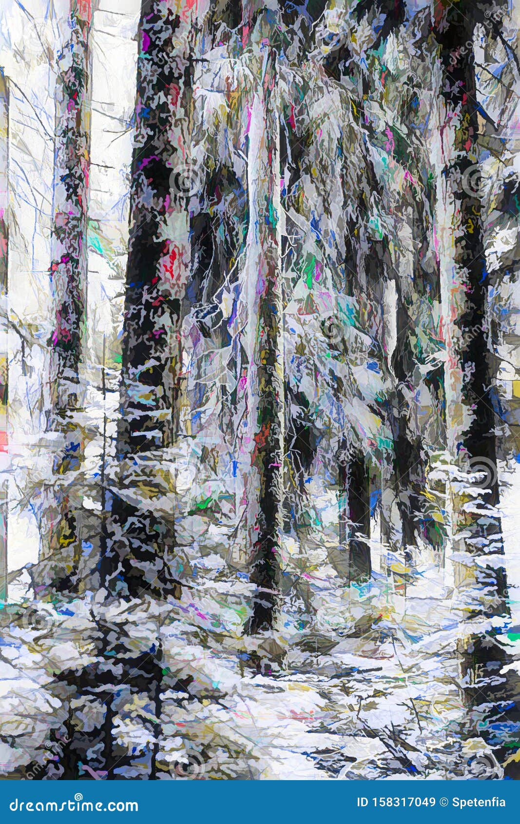 Abstract Pine Tree in the Forest Stock Illustration - Illustration of ...