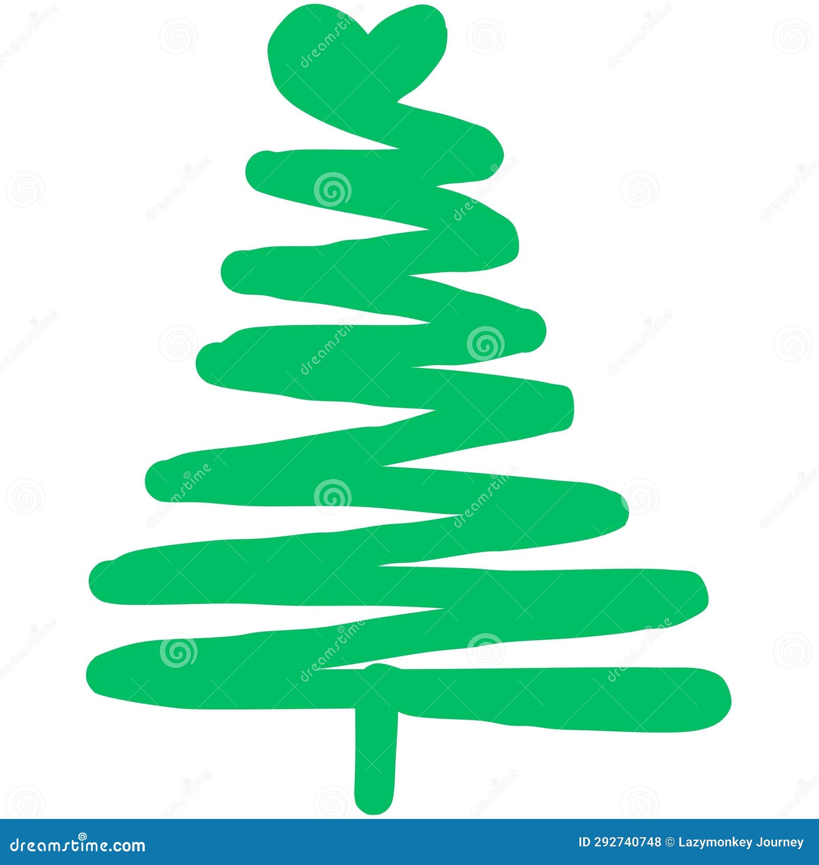 Abstract Pine Tree Heart Line Art Doodle Stock Illustration ...