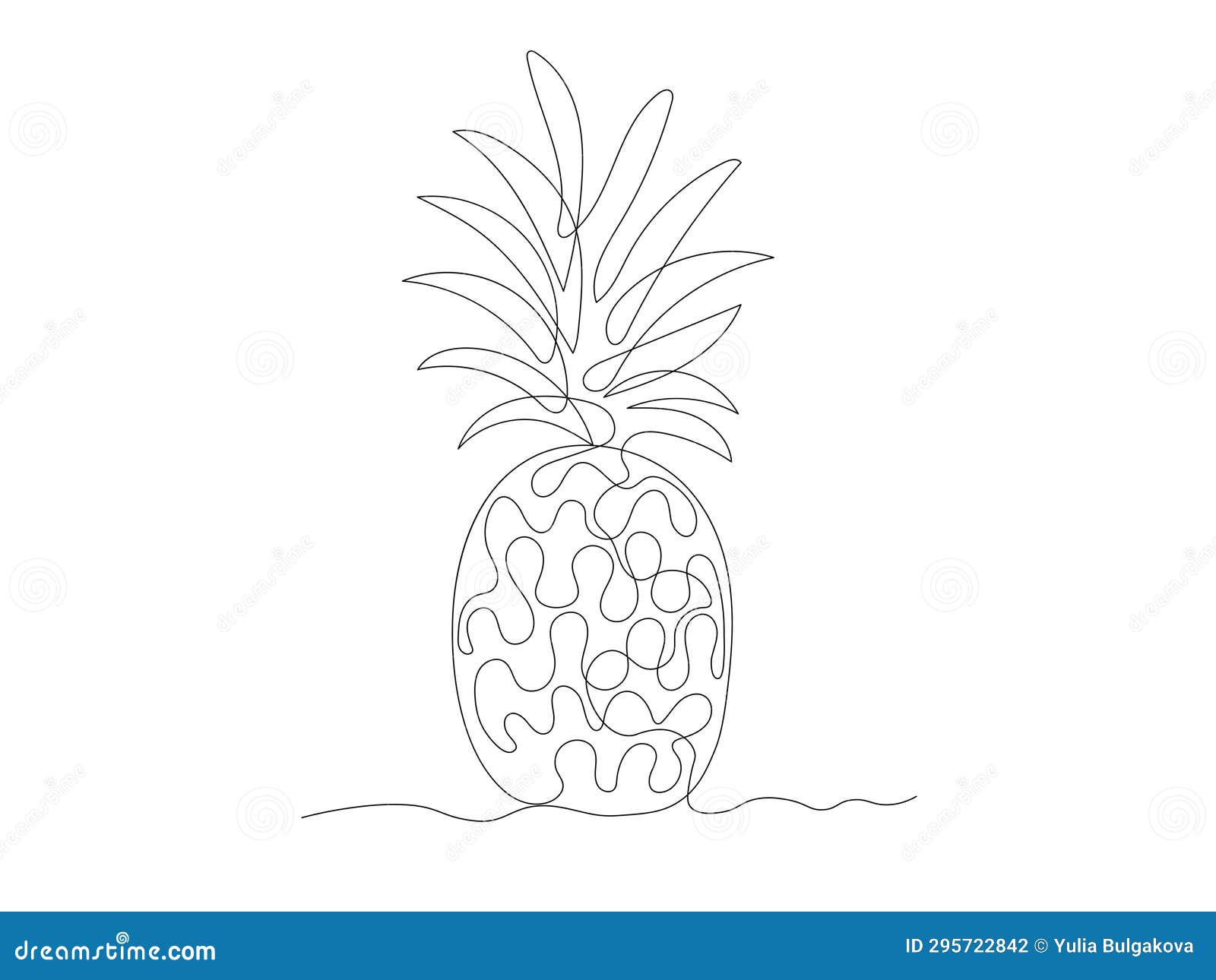 Abstract Pineapple Continuous One Line Art Drawing Stock Vector ...