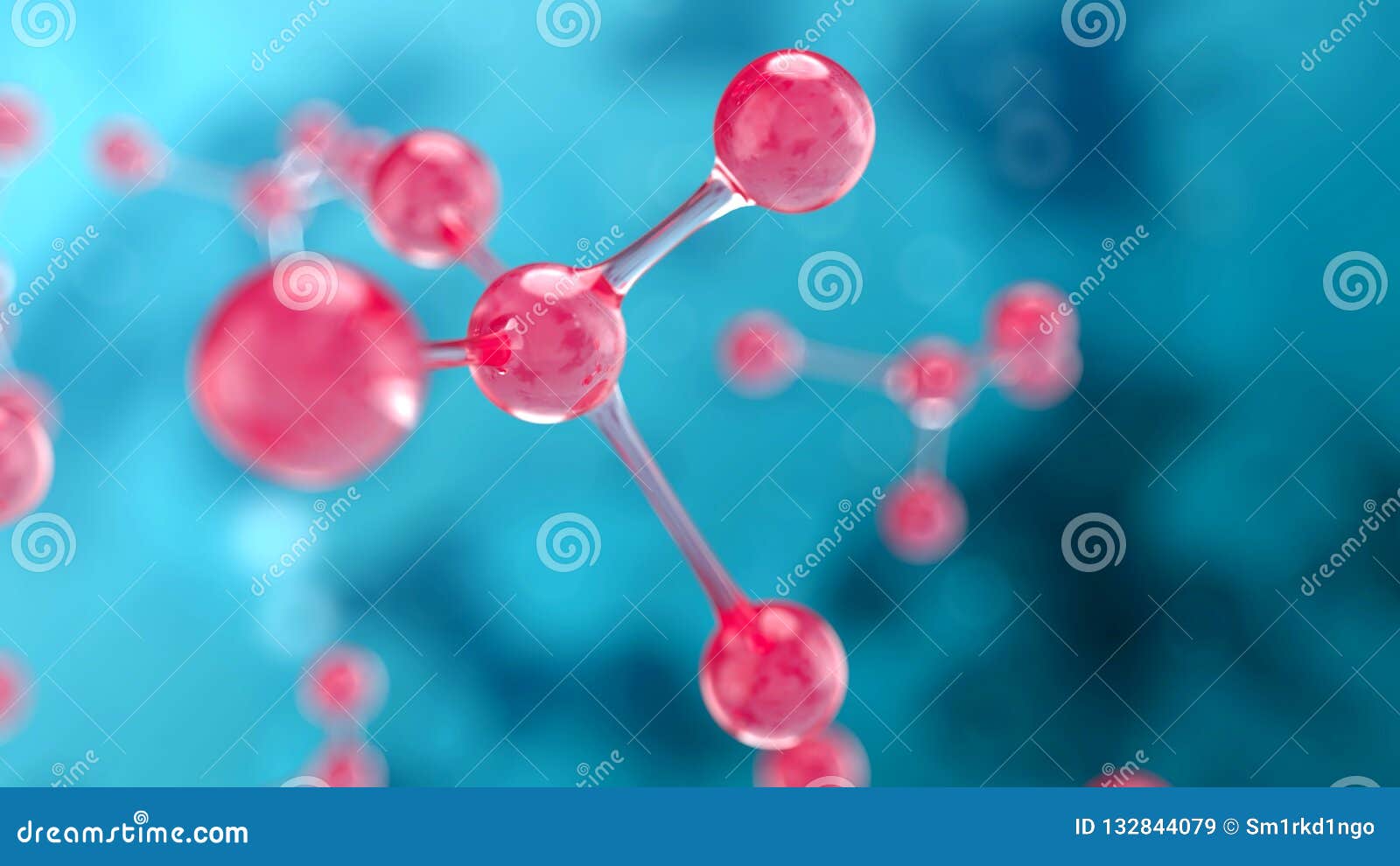 Abstract Pink Atomic or Molecular Structure on Blue Background Stock ...