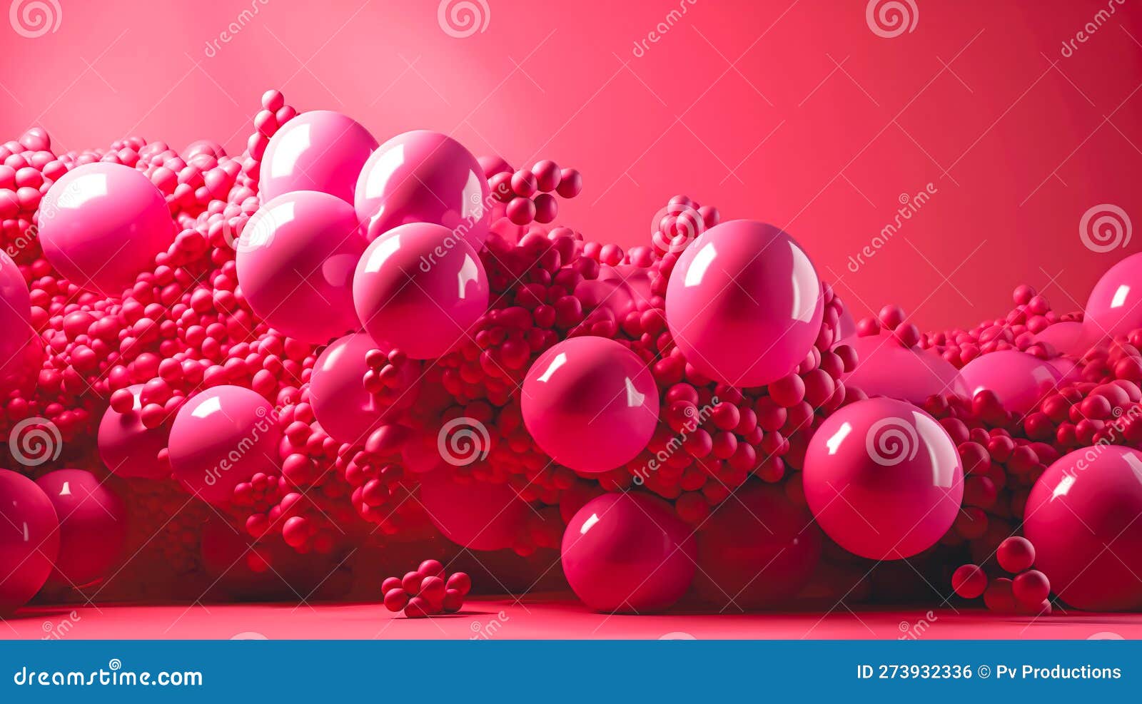 Abstract Pink Background with Realistic Balls, Generative AI. Stock ...