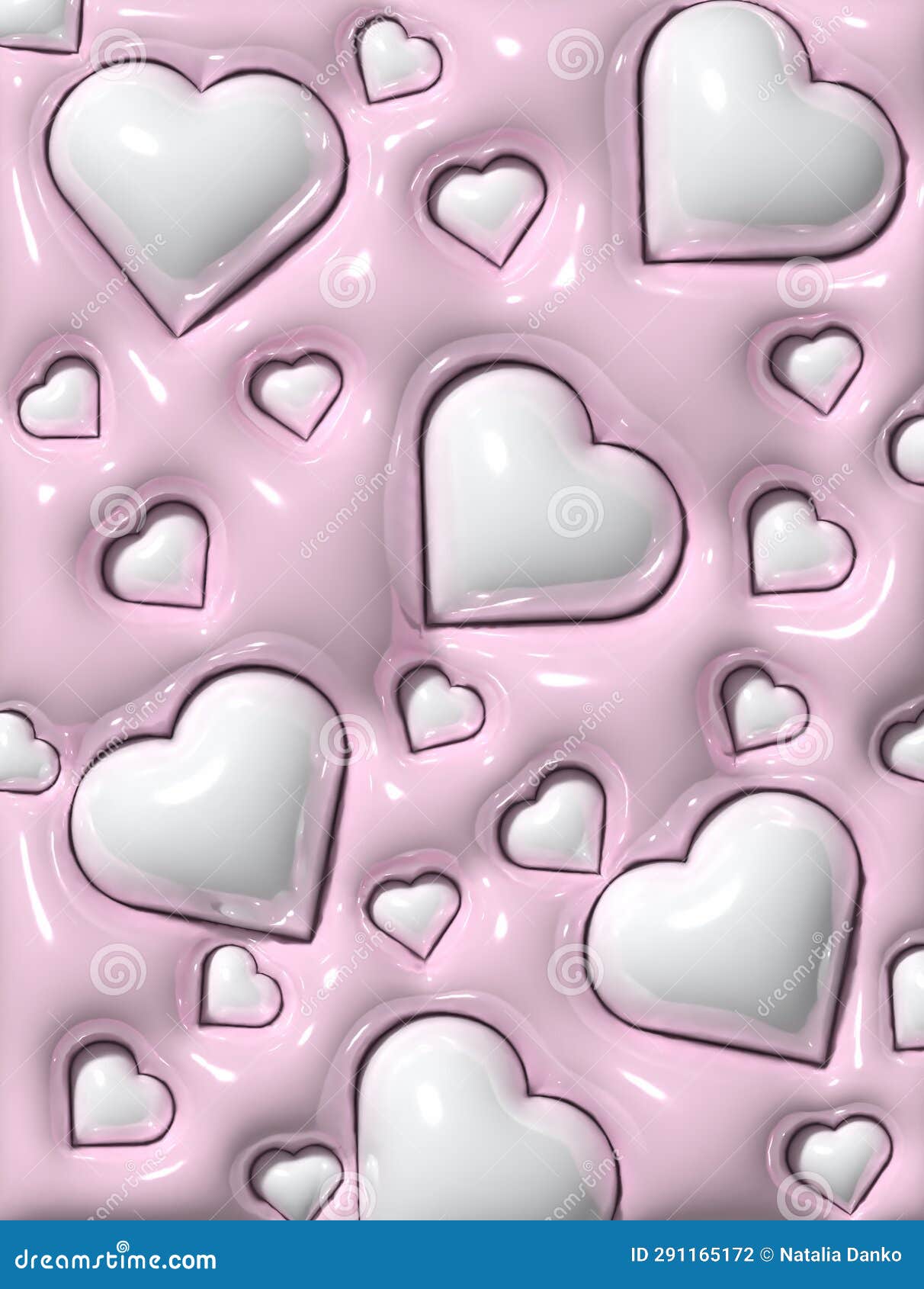 Abstract Pink Background with White Hearts, 3D Illustration Stock ...