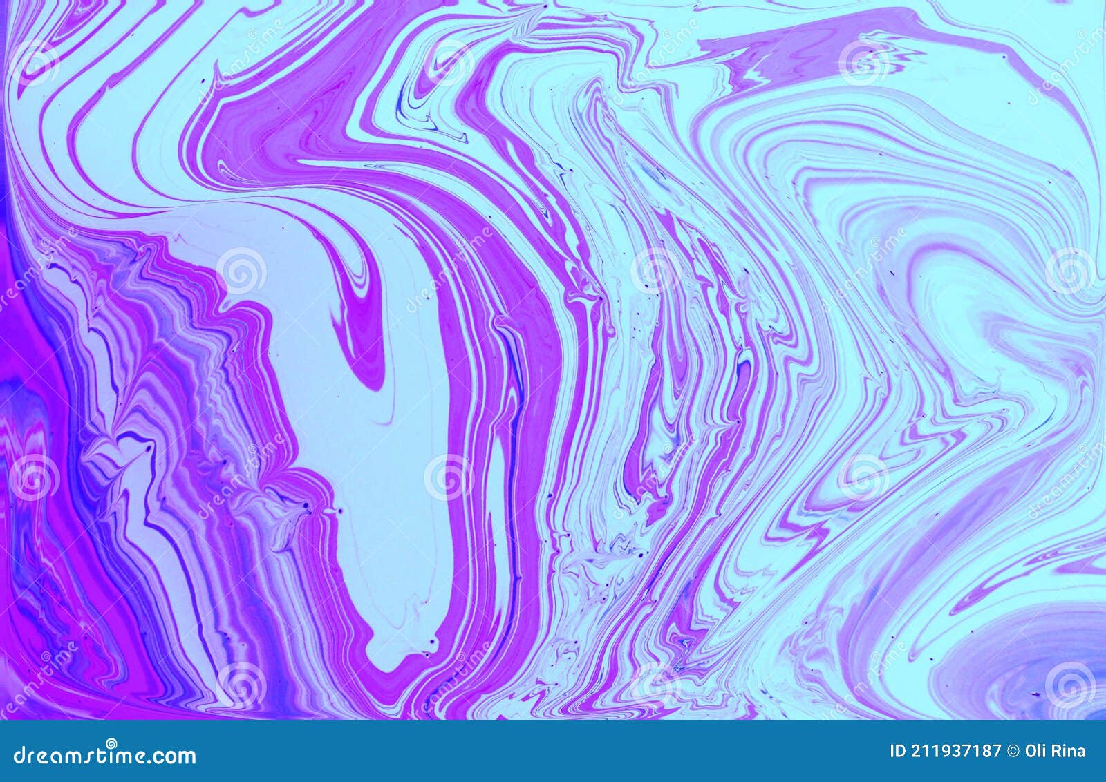 Abstract Pink and Blue Marble Background. Acrylic Paint Flows Freely ...