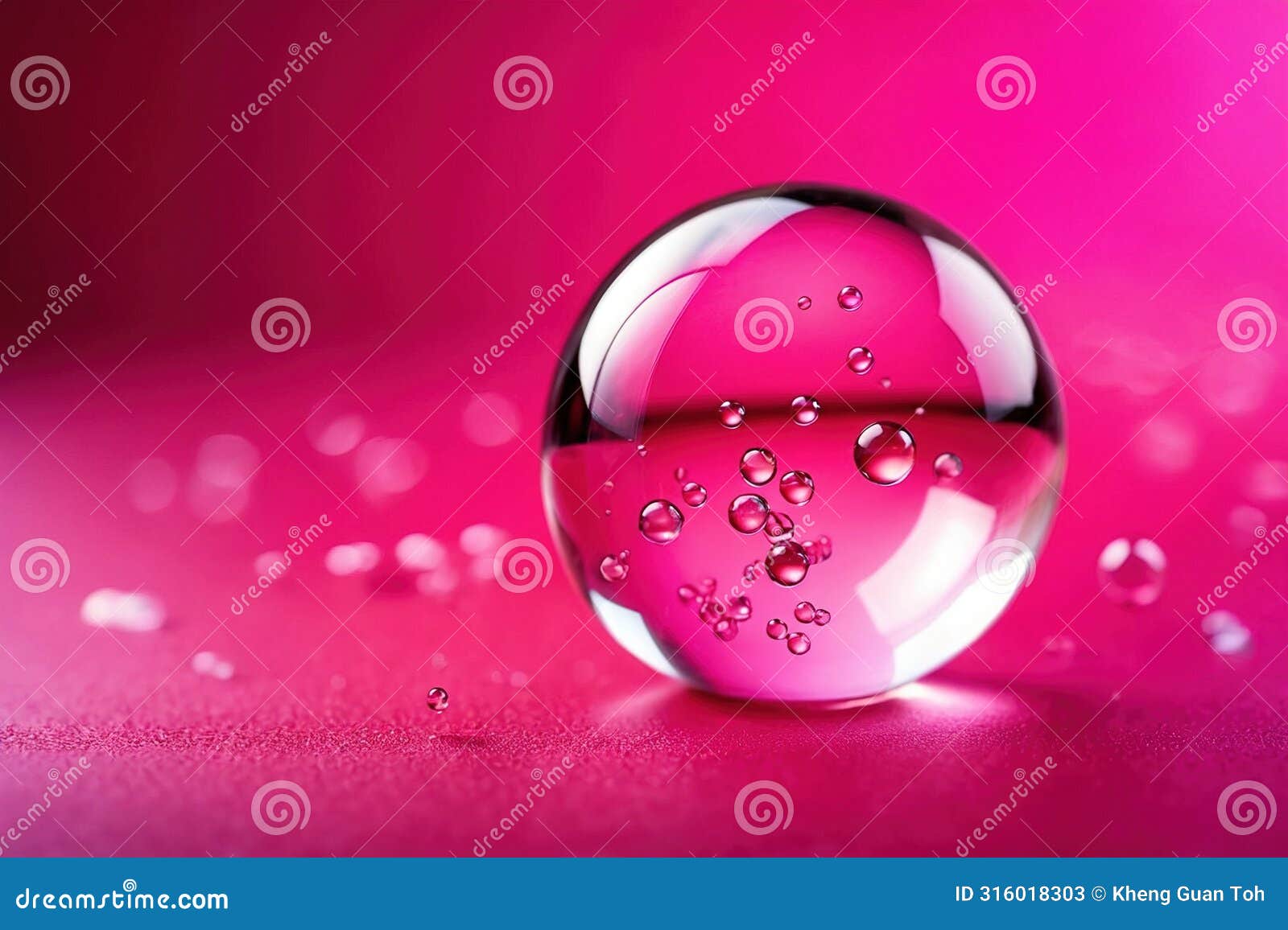 Abstract Pink Bubble Sphere Shape Design, Liquid Glass Bubbles Stock ...