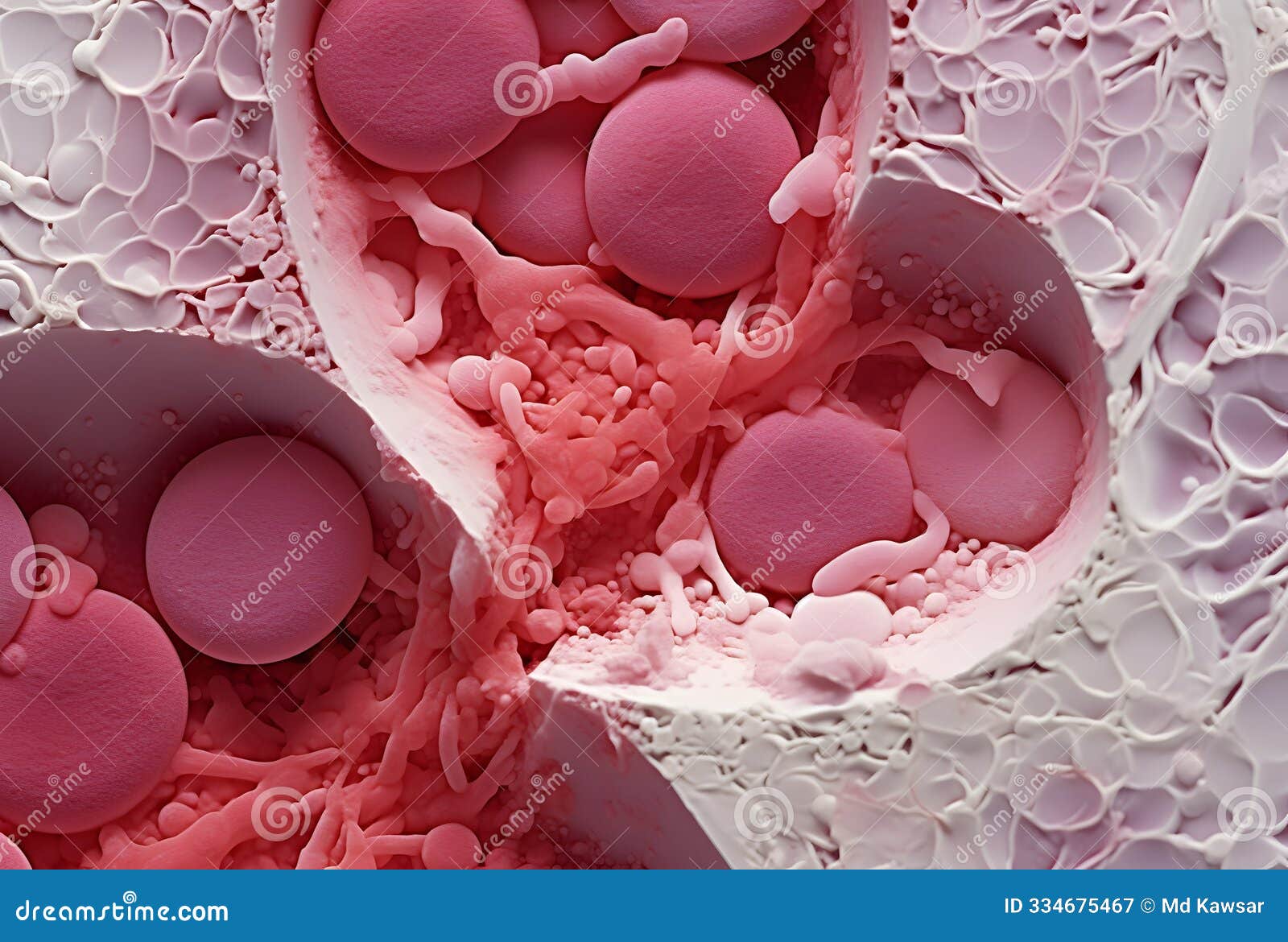 Abstract Pink Cells Under Electron Microscope Stock Illustration ...
