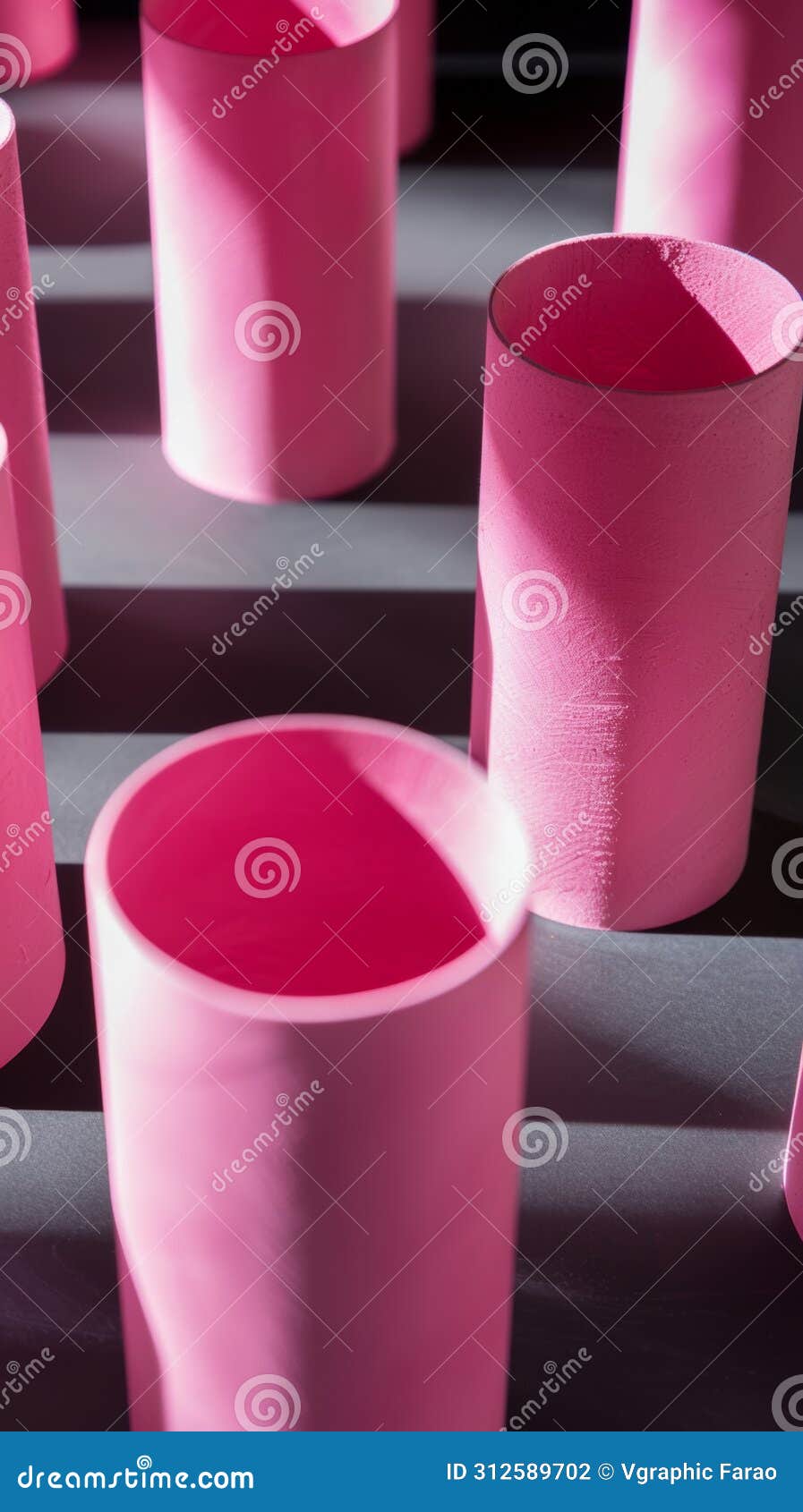 Abstract Pink Cylinders with Shadows Stock Photo - Image of creative ...