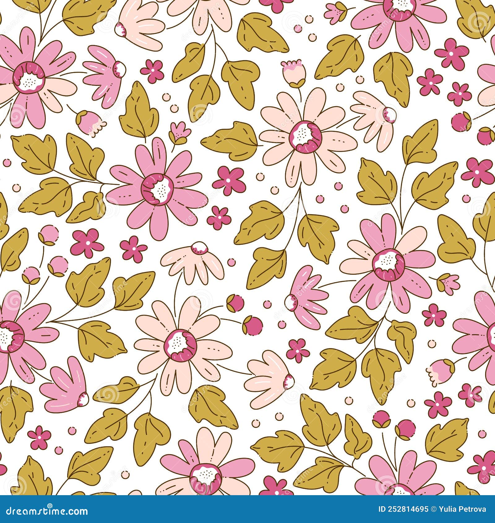 Abstract Pink Daisies Seamless Pattern Stock Vector Illustration Of
