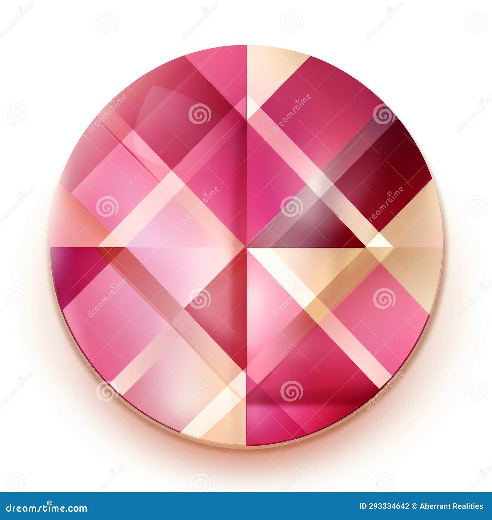 An Abstract Pink Diamond Button on a White Background Stock ...