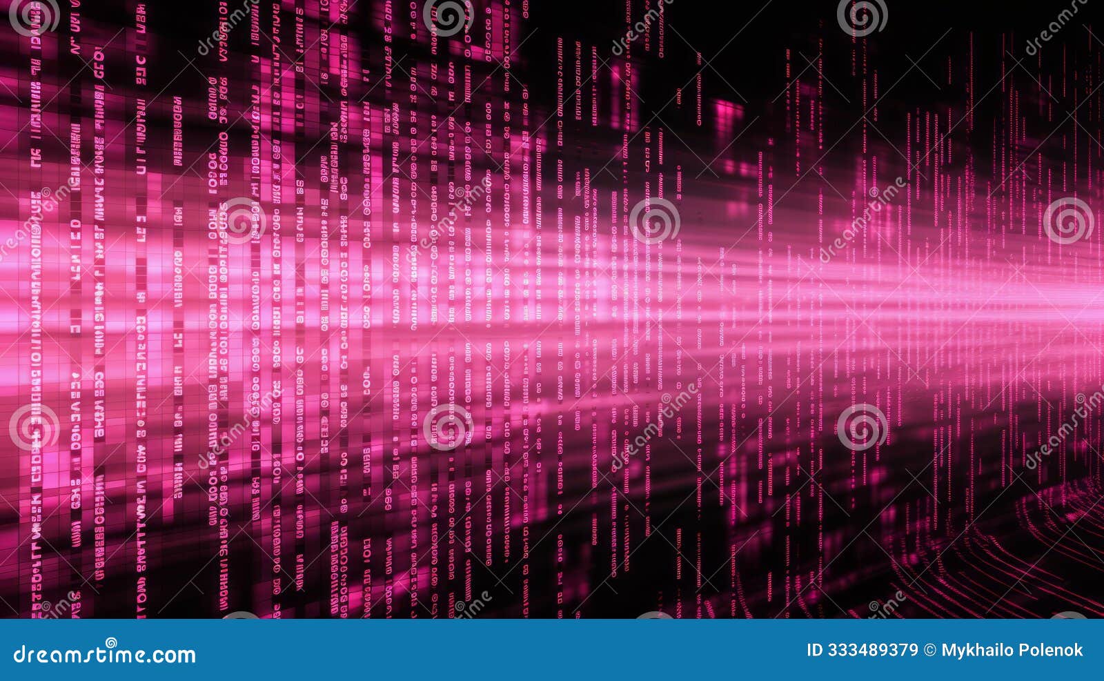 Abstract Pink Digital Matrix Background with Digit Streams. Neural ...