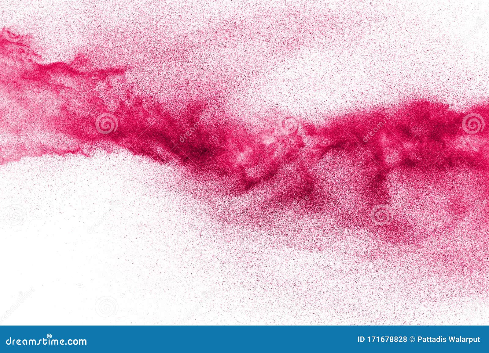 Abstract Pink Dust Particles Explosion on White Background. Freeze ...