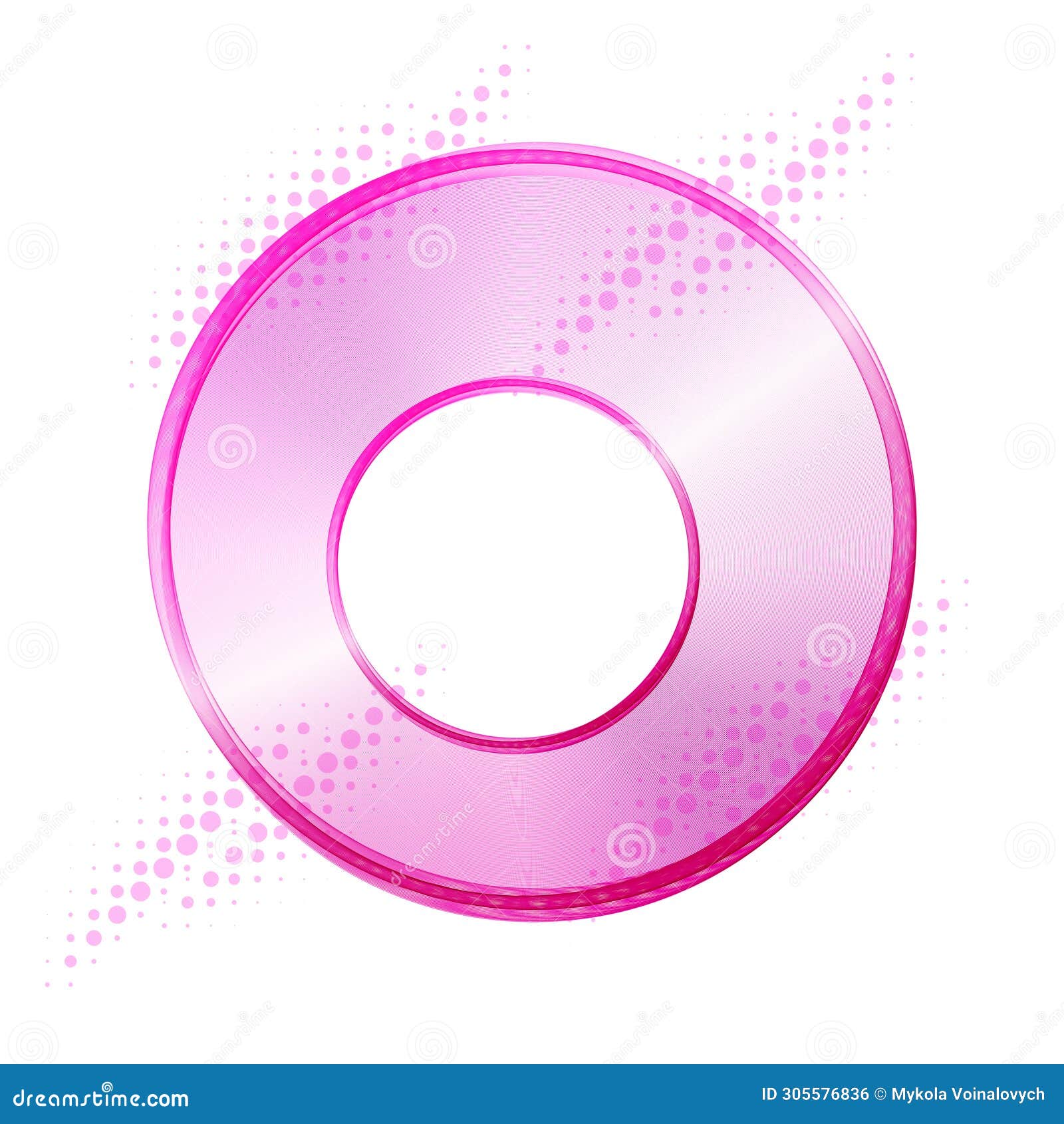 Abstract Pink Frame with Smooth Circular Wave Lines on a White ...