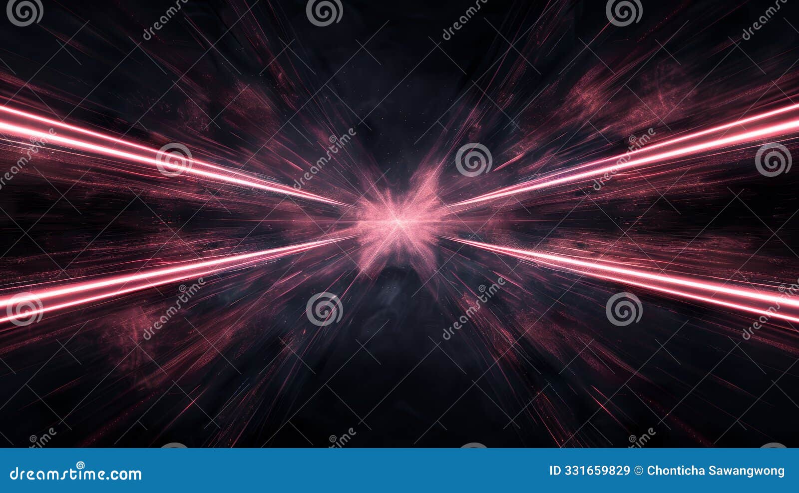 Abstract Pink Laser Beams Converging in a Dark Space, Creating a Burst ...