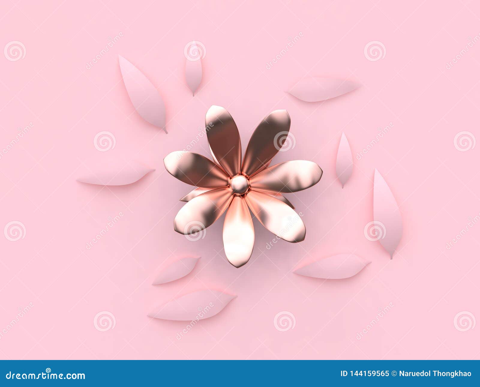 Abstract Pink Metallic-rose Gold Flower Minimal Pink Background 3d ...