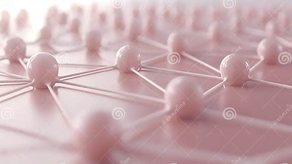 Abstract Pink Network of Spheres and Connections Stock Illustration ...