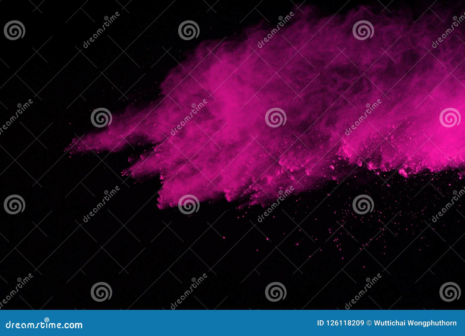 Abstract Pink Powder Explosion on Black Background. Abstract Colored ...