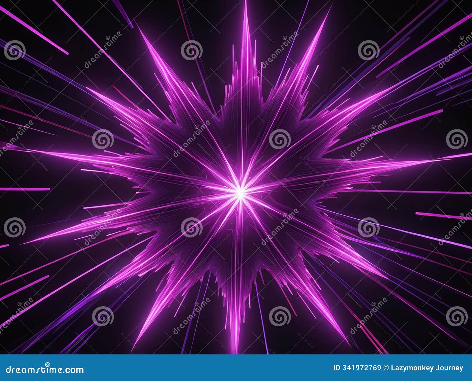 Abstract Pink Purple Star Neon Splines, Computer Generated Glowing ...