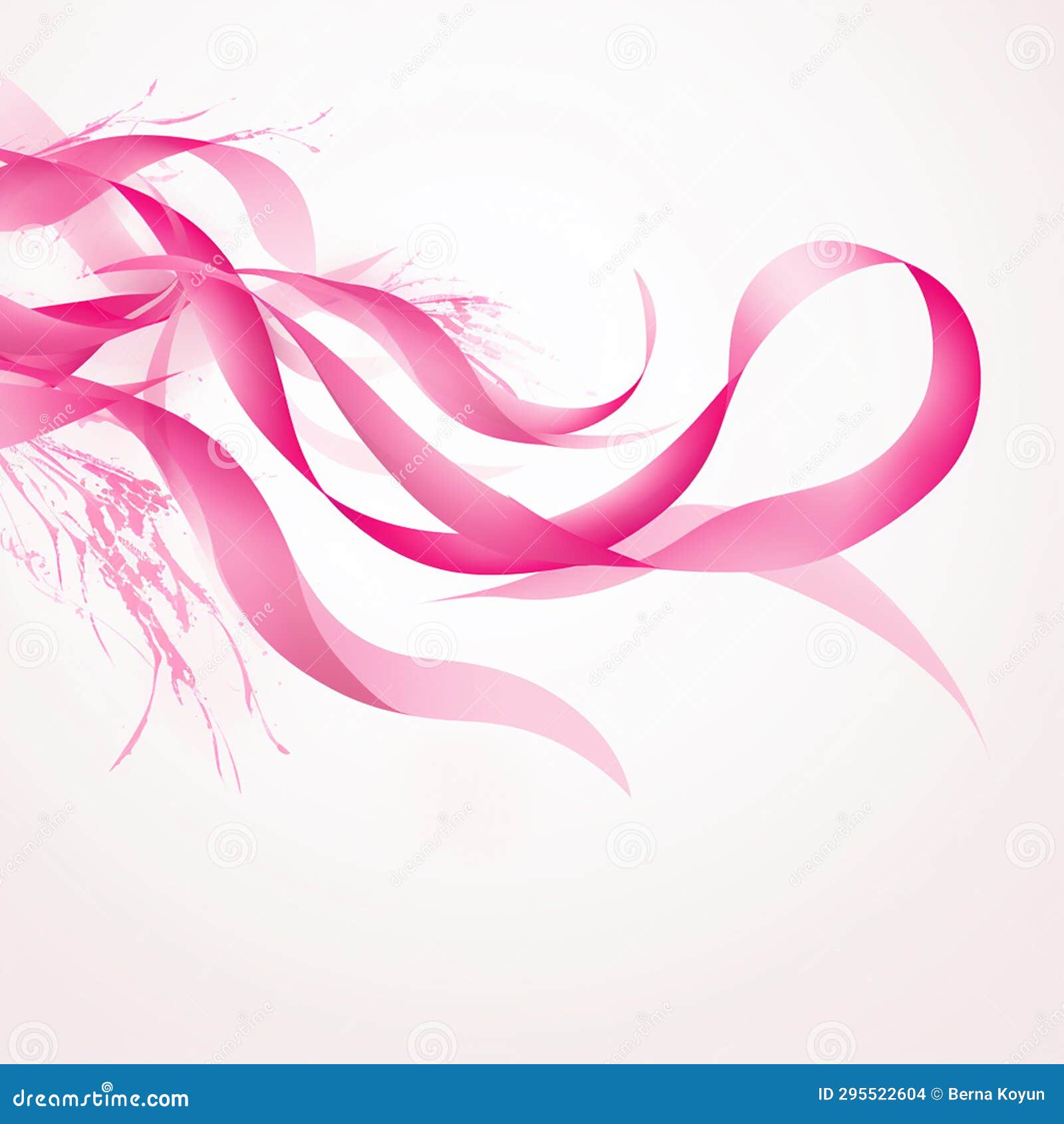 Abstract Pink Ribbon on White Background Minimalist Design Stock ...