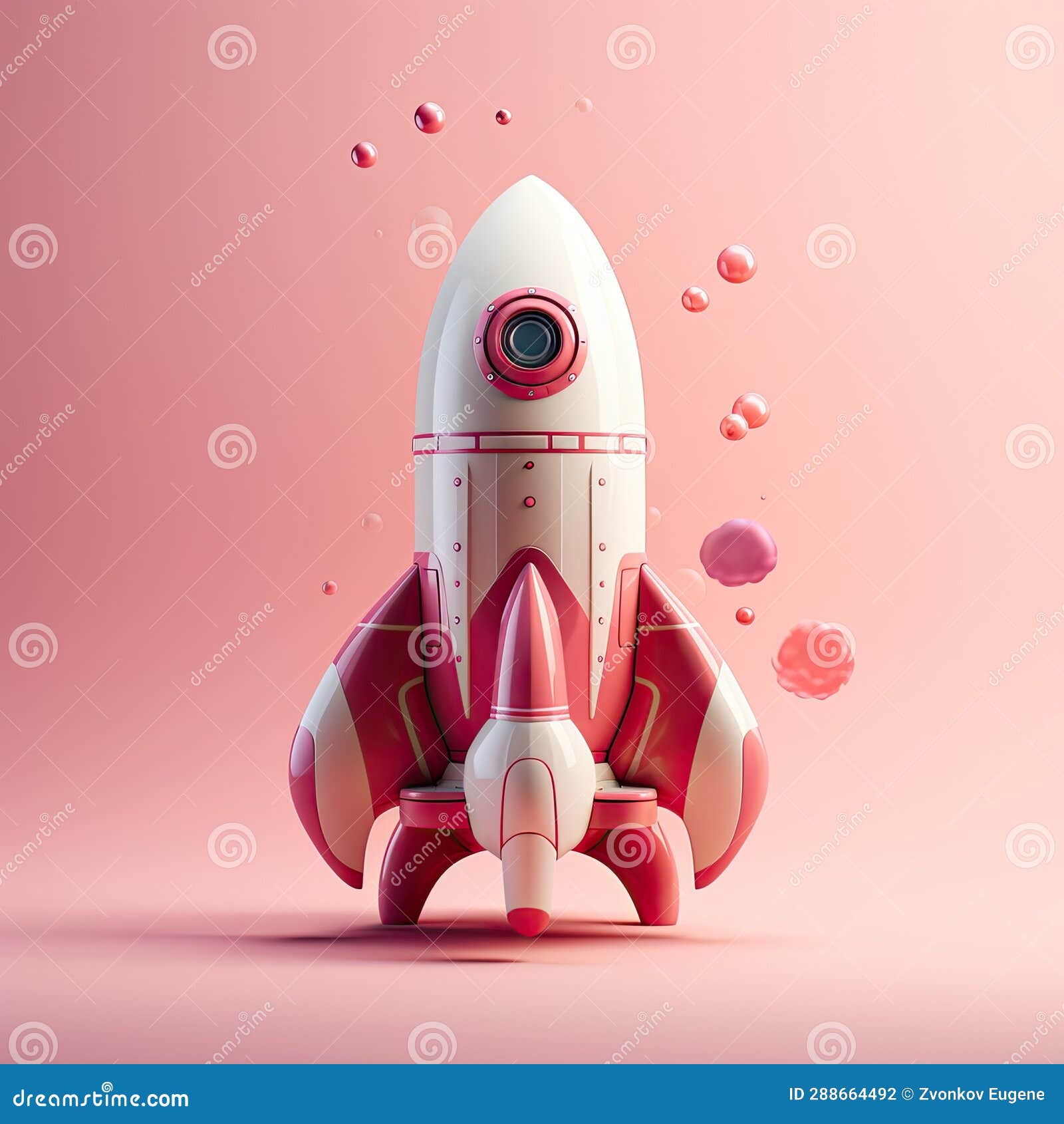Abstract Pink Rocket Ship Concept in Cartoon Style Stock Illustration ...