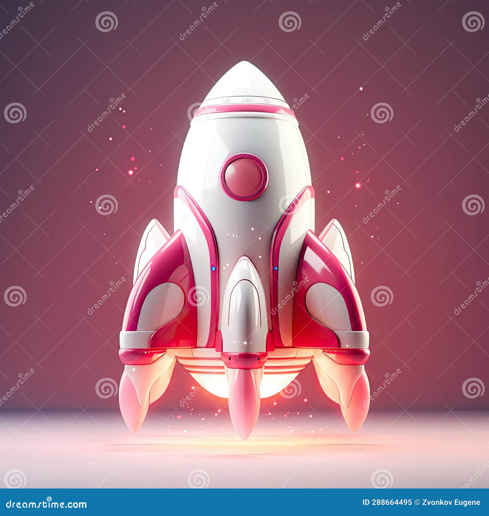 Abstract Pink Rocket Ship Concept in Cartoon Style Stock Illustration ...