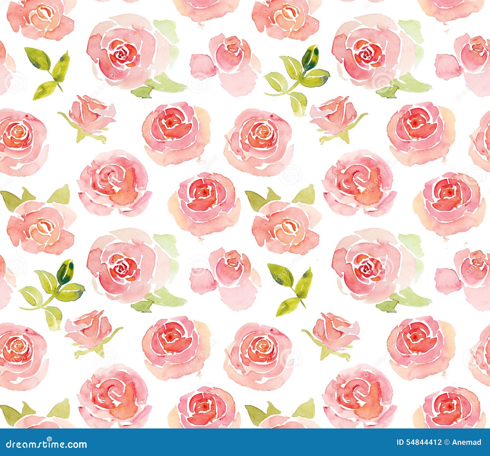 Abstract Pink Roses Watercolor Seamless Pattern Stock Illustration ...