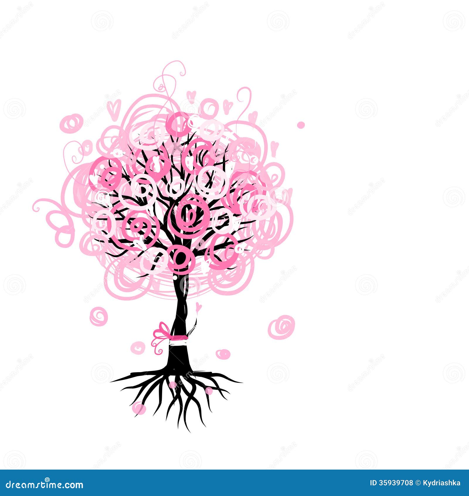 Abstract Pink Tree with Roots for Your Design Stock Vector ...