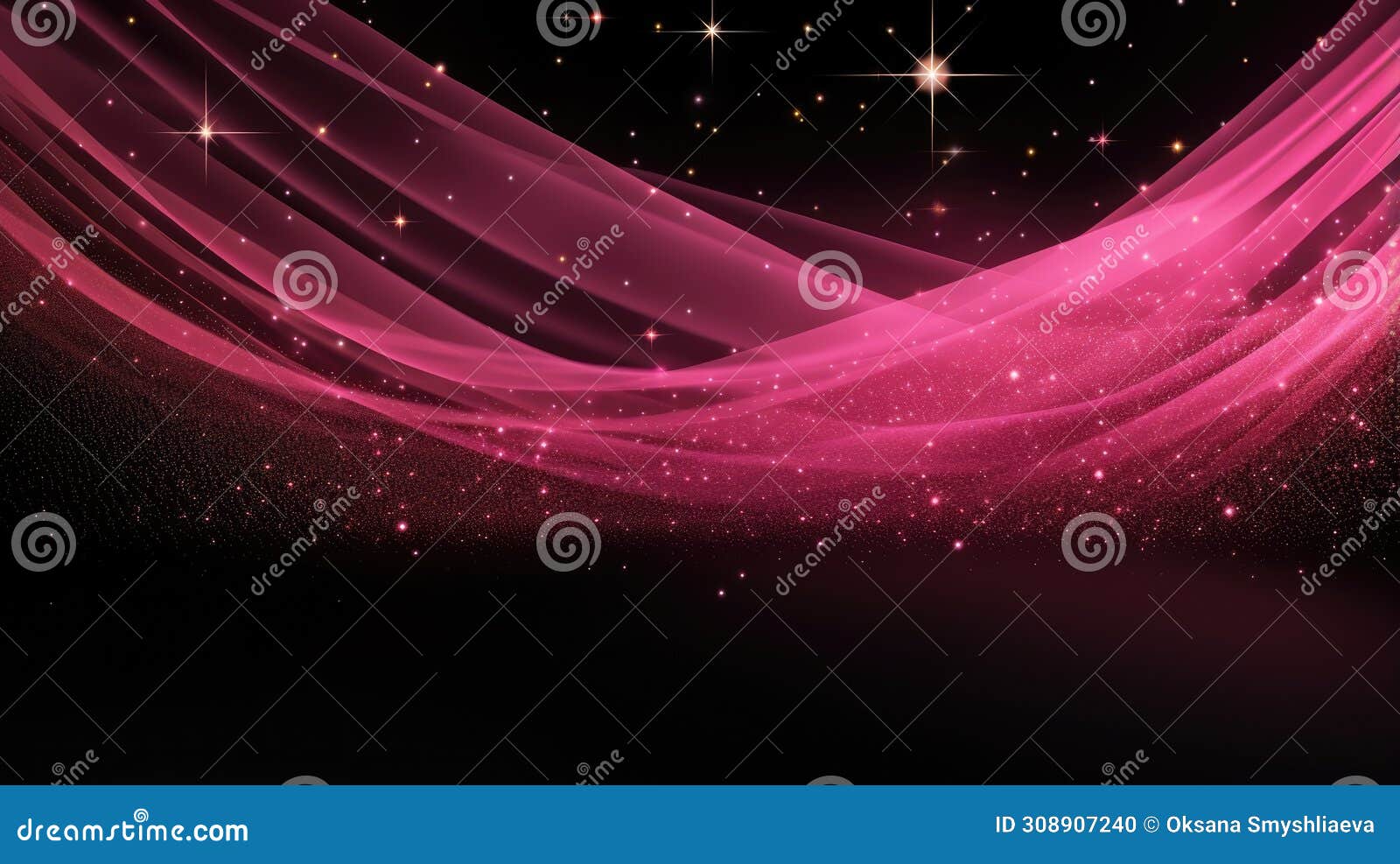 Abstract Pink Wave Lines on Black Background. Pink Flow Wave Design ...