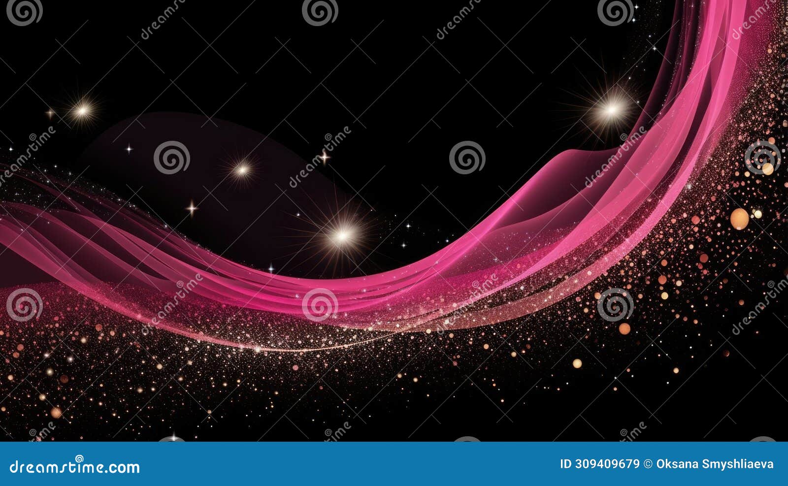 Abstract Pink Wave Lines on Black Background. Pink Flow Wave Design ...