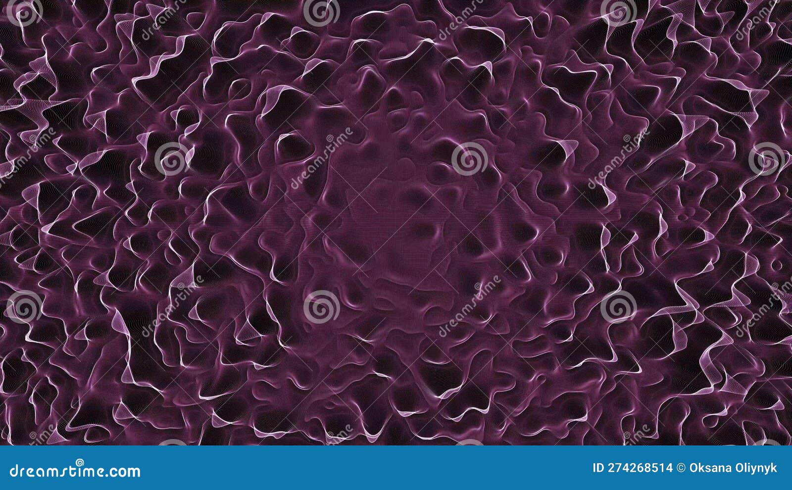 Abstract Pink Waves of Liquid Metal. Digital Wave with Many Dots ...