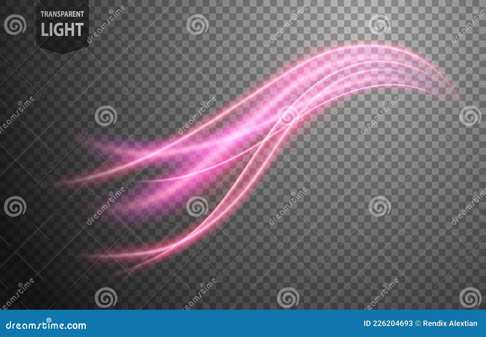 Abstract Pink Wavy Line of Light with a Transparent Background ...