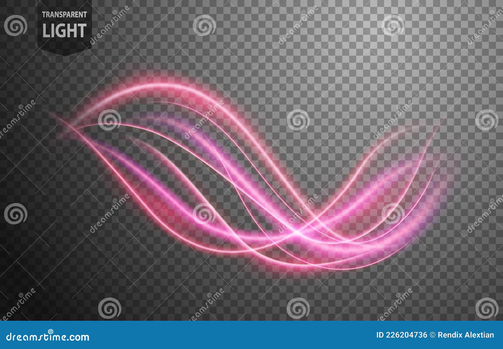 Abstract Pink Wavy Line of Light with a Transparent Background ...