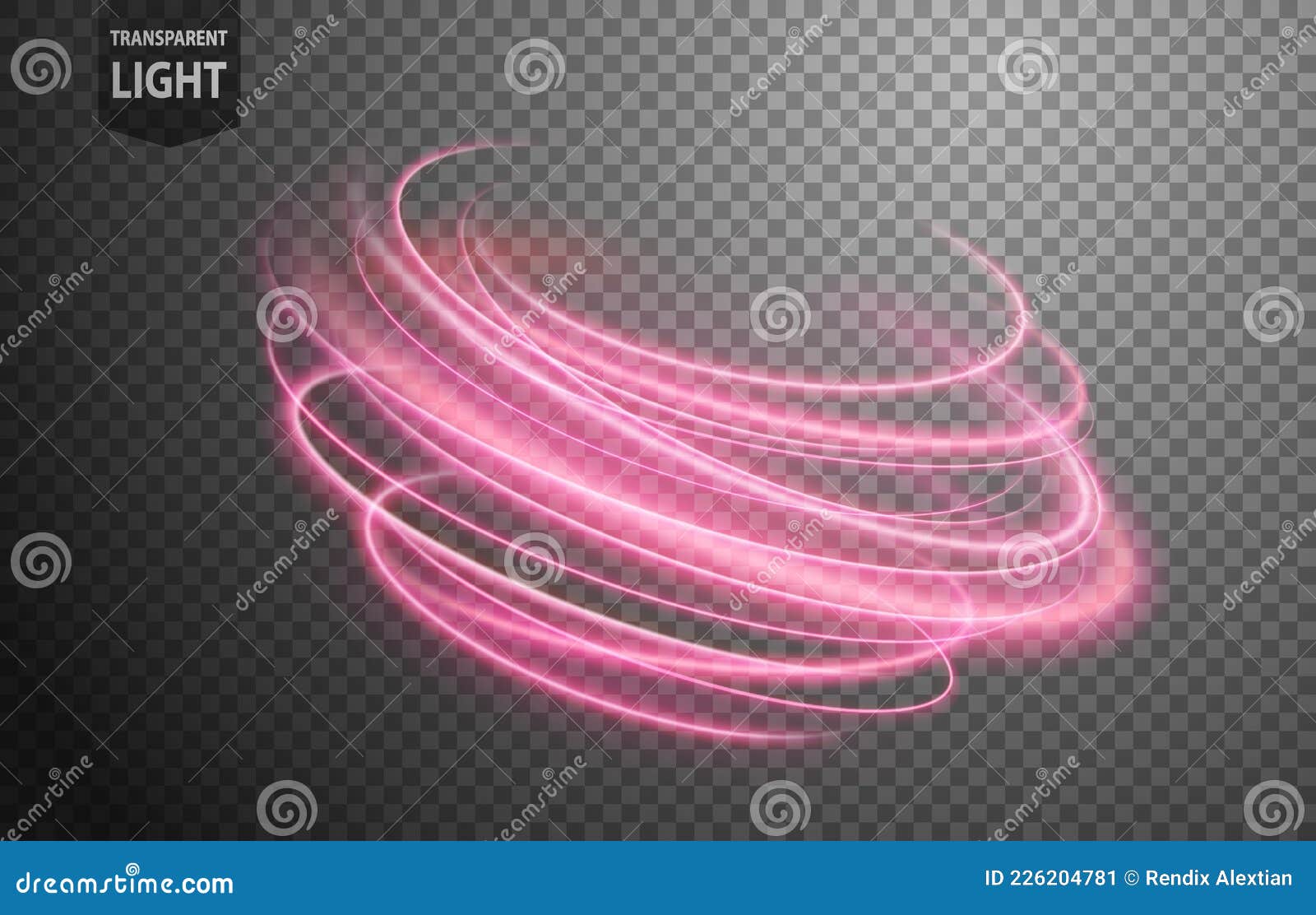 Abstract Pink Wavy Line of Light with a Transparent Background ...