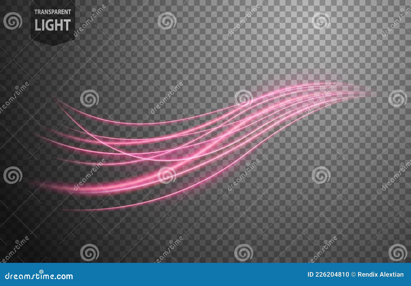 Abstract Pink Wavy Line of Light with a Transparent Background ...