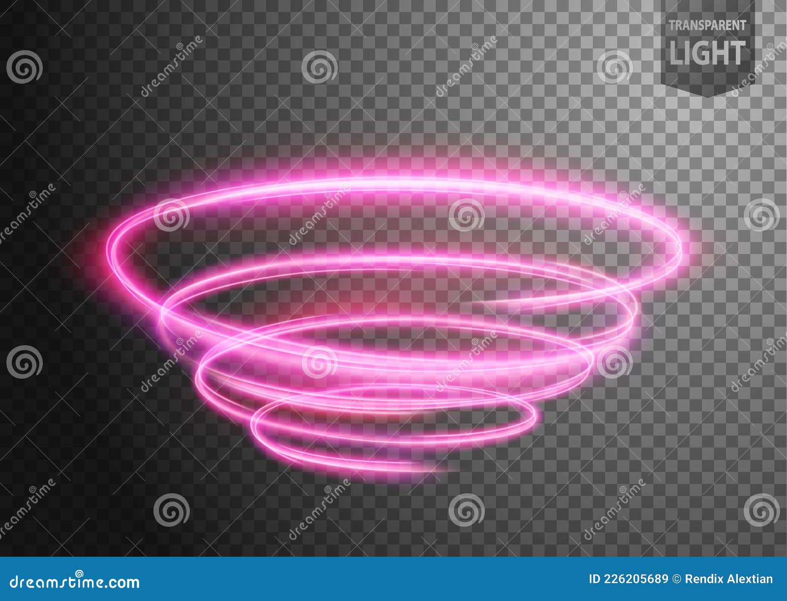 Abstract Pink Wavy Line of Light with a Transparent Background ...