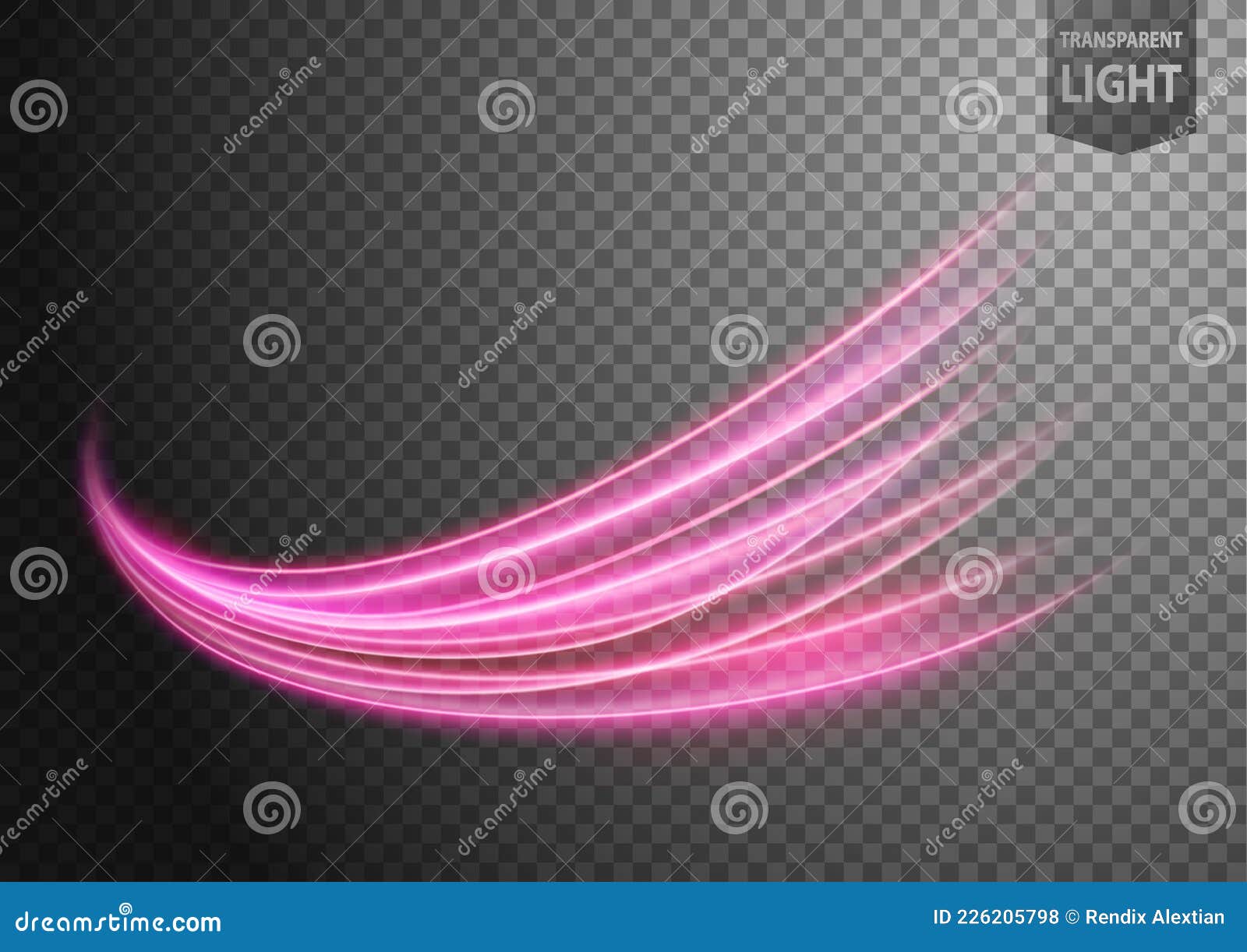 Abstract Pink Wavy Line of Light with a Transparent Background ...
