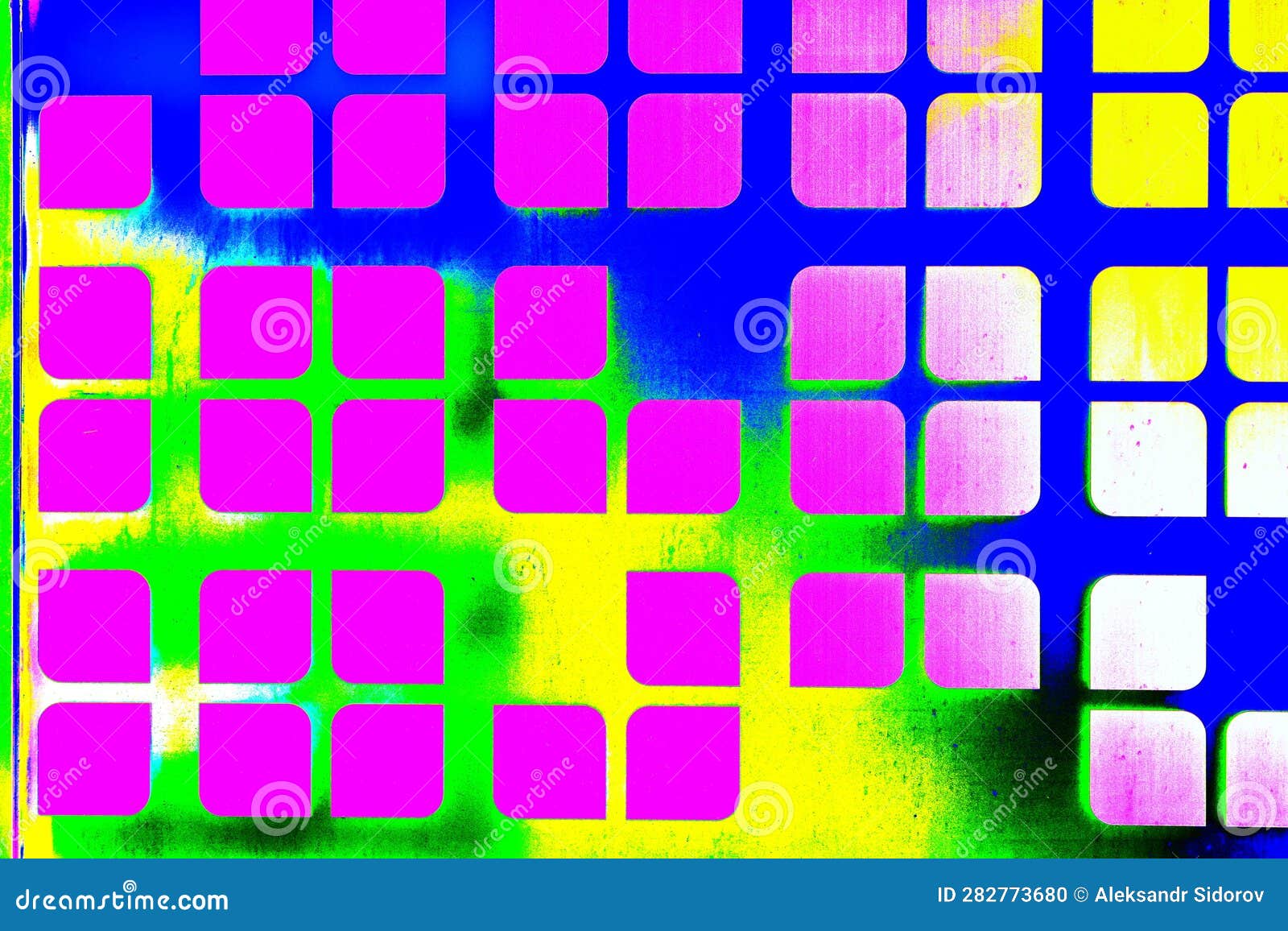 Abstract Pink Yellow And Blue Background Texture With Smooth Lines And Squares In It Stock