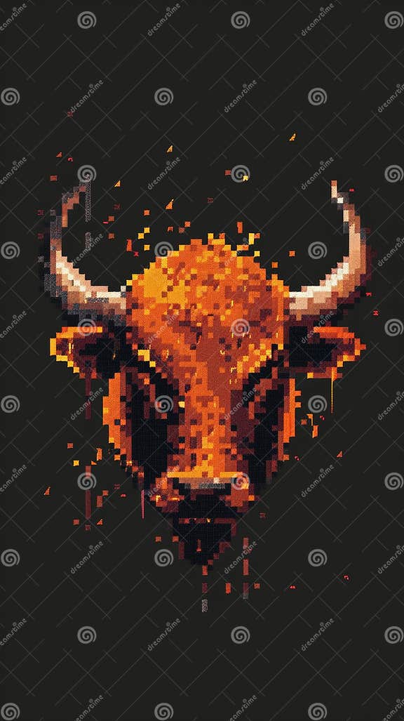 Abstract pixel art bull stock photo. Image of minimal - 312576382