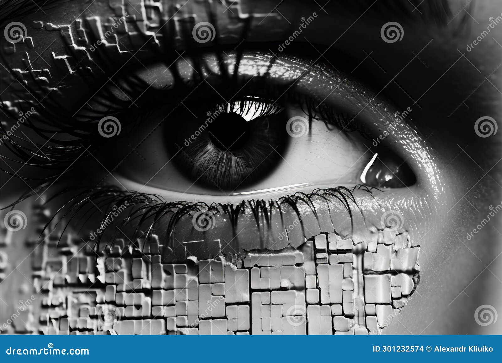 Abstract Pixel Art Mosaic. 50 Shades of Grey Tones on a Subtle Grey ...