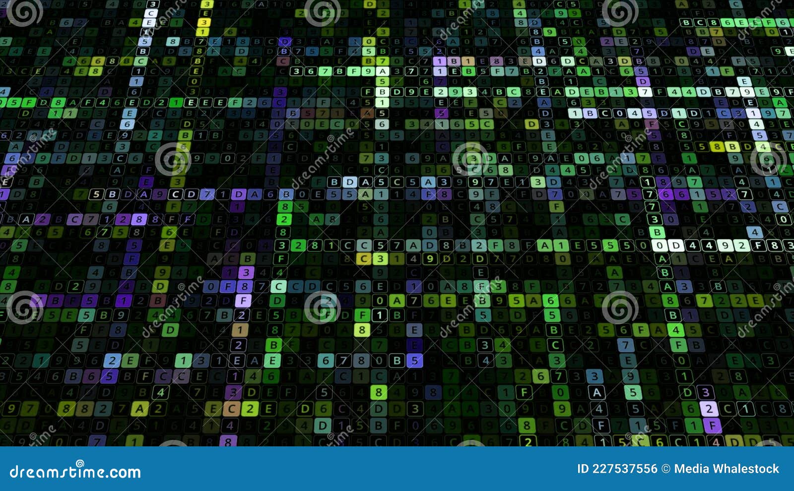 Abstract Pixel Blocks Moving and Blinking Randomly with Numbers and ...