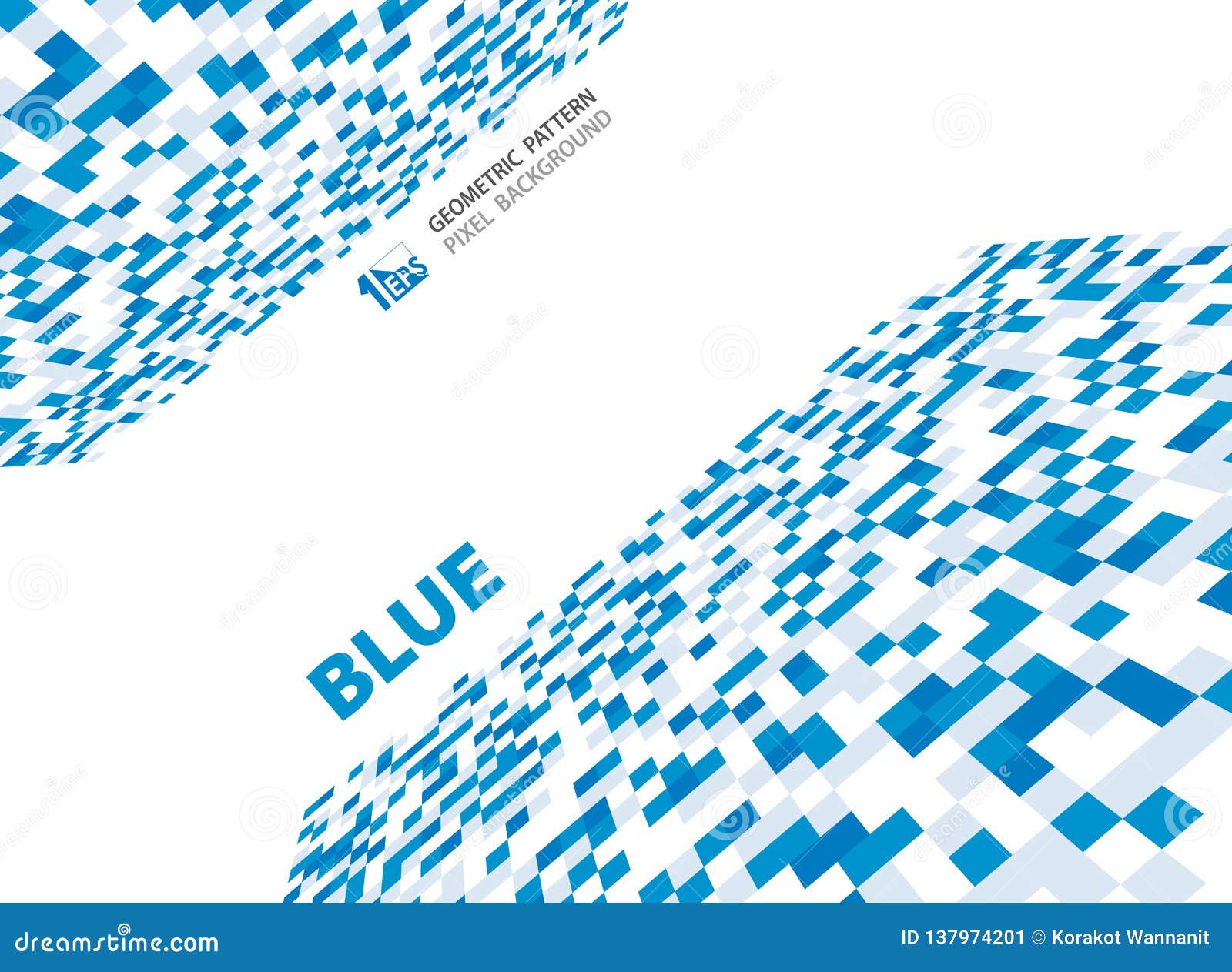 Abstract Pixel Blue Geometric Pattern Design Stock Vector ...