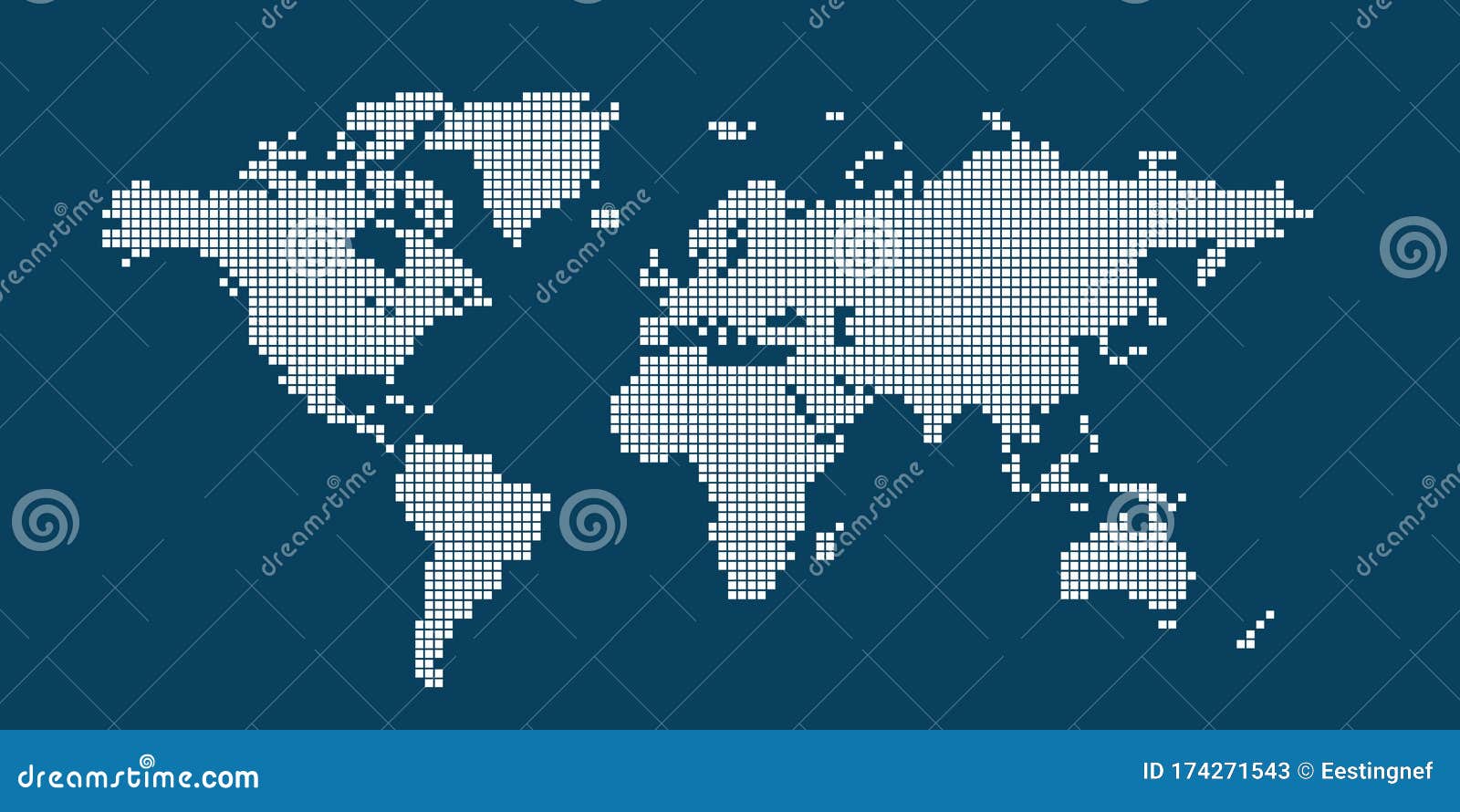 Abstract Pixel World Map. Halftone Style Stock Vector - Illustration of ...