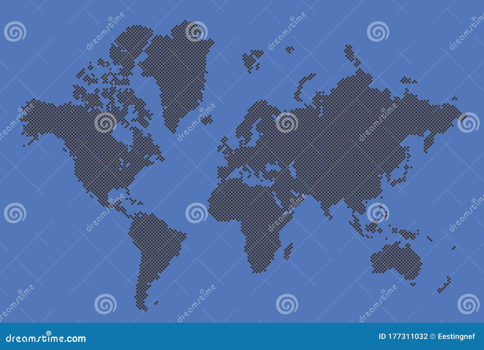 Abstract Pixel World Map. Halftone Style Stock Vector - Illustration of ...